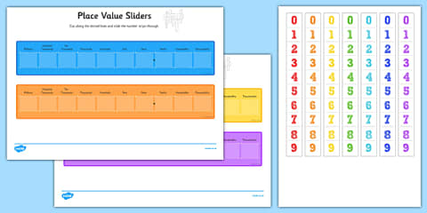 Place Value Maths Sliders Including Tenths, Hundredths and Thousandths
