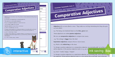 ESL Comparatives (-er/more) Writing Activity [Kids, A2]