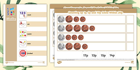 British (UK) Coins Counting to 20p Worksheet