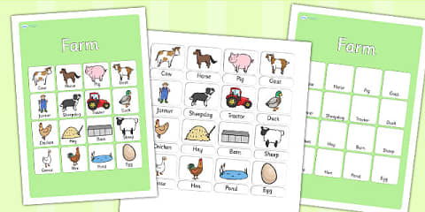 Twinkl Symbols: On the Farm Vocabulary Flashcards