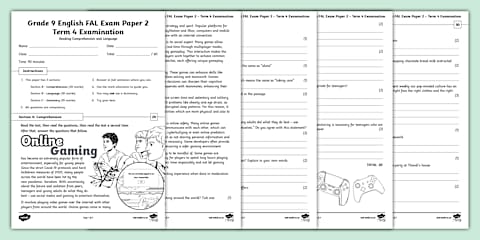 Grade 9 English Home Language Writing Assessment Term 4