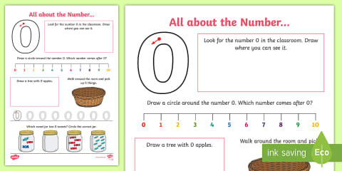 All About Number 0 Number Formation Worksheet