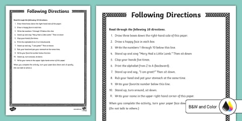 Spring Listen and Follow the Directions Activity