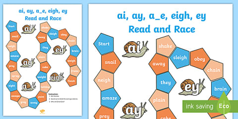'ai', 'a-e', 'ay', 'eigh' and 'ey' Matching Cards