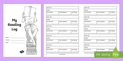 Reading Log for K-2nd Grade
