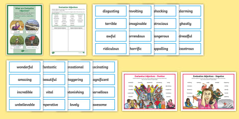 Evaluative Adjectives Negative Word Mat
