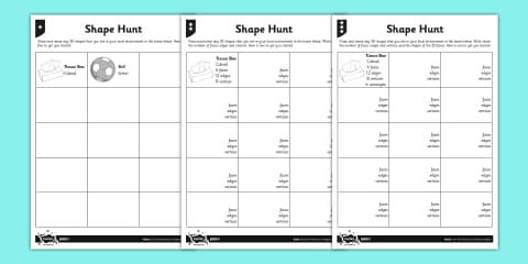 2D and 3D Shape Scavenger Hunt Worksheet
