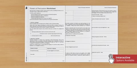 Identifying Persuasive Techniques Activity Sheet