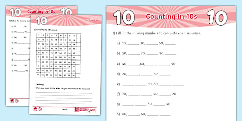 Skip Counting by 10s Worksheet