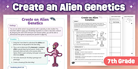 Seventh Grade Genetics Traits Create a Creature Activity