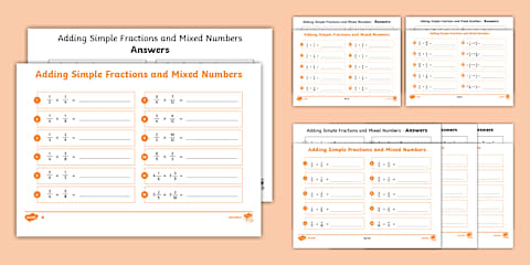 Addition of Mixed Number Fractions with the Same Denominators Activity ...