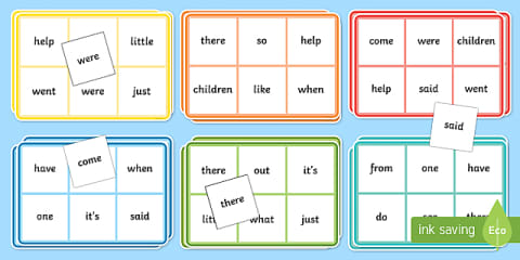Phase 2 High Frequency Word Bingo