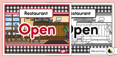 Restaurant Dramatic Play Hours Sign