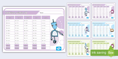 Speedy Calculations Number Facts within 20 Activity Sheet