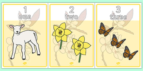 Numbers 0-100 on Spring Leaves Display Posters