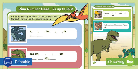 Grade 3 Math Term 1 Dino Number Line 10s to 200 (CAPS Aligned)