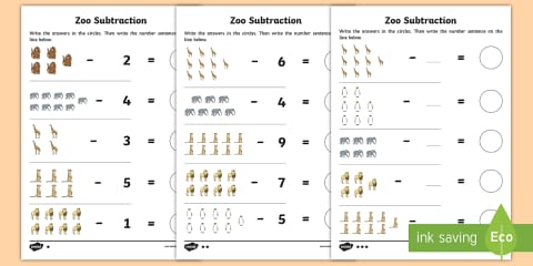 Back to School Subtraction up to 20 Worksheets
