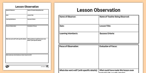 Editable Teacher/Classroom Observation Form