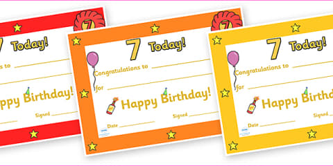 Editable Birthday Certificates (Age 6)