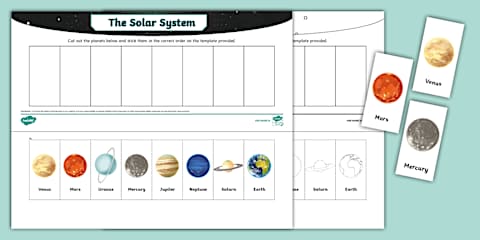 Order of the Planets Cut and Stick Worksheet