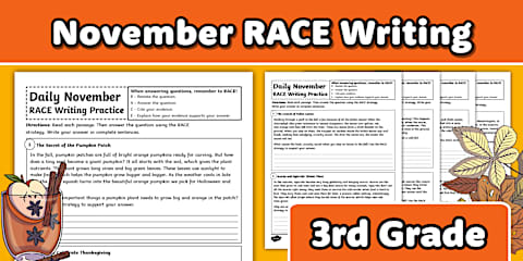 November Writing Prompt Calendar for 3rd-5th Grade