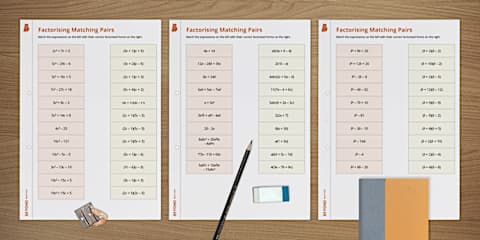 Expanding Double Brackets Differentiated Matching Cards
