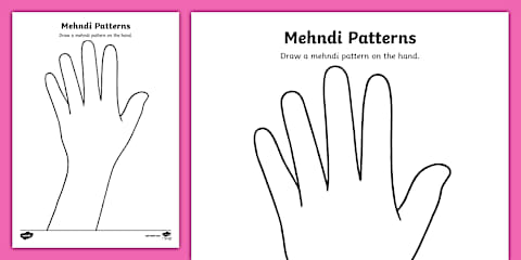 Simple & Easy Mehndi Designs for Kids - Worksheet