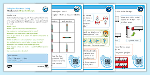 Describe Quarter and Half Turns Maths Activity Sheets