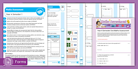 Semester 1 Year 4 Maths Fractions Test