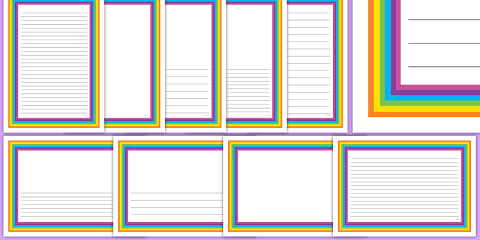 Multicoloured Star Page Borders and Frames
