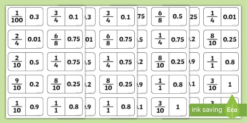 Fractions and Decimals Loop Cards