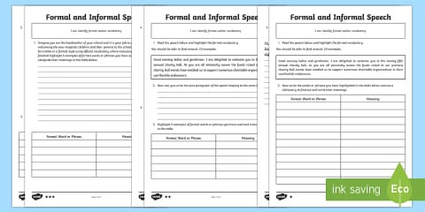 Formal and Informal Language for KS2 Primary Resource