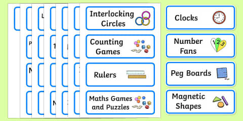 Maths Equipment Tray Labels