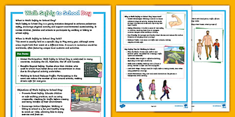 Walk Safely to School Day Poster and Activity Sheets 3-6