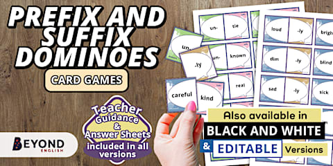 Prefix and Suffix Activity Grid for Secondary Students