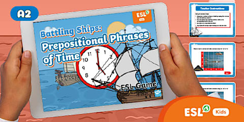 ESL Prepositional Phrases of Time Board Game [Kids, A2]