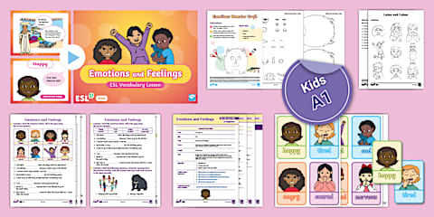 ESL Emotions and Feelings Powerpoint Lesson [Kids, A1]