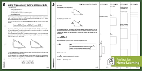 Trigonometry Missing Sides Walkthrough Worksheet