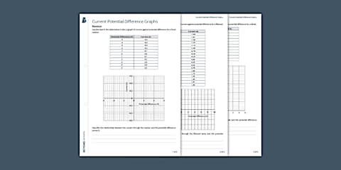GCSE Physics Current, Resistance and Potential Difference Worksheet
