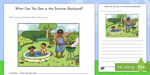 Beach Scene Writing Stimulus Picture Worksheet