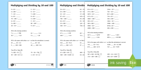 Multiplying and Dividing Decimals by 10, 100, and 1000 Differentiated ...