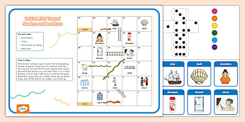 Final /sh/ Sound Snakes and Ladders