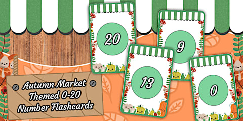 Autumn Market Themed 0-10 Number Formation Flashcards