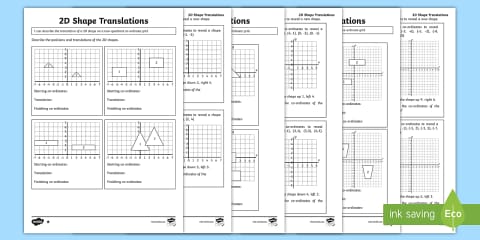 Translation of Shapes Worksheet Pack