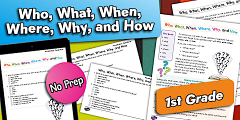 First Grade Who, What, When, Where, Why, and How Sentence Writing ...