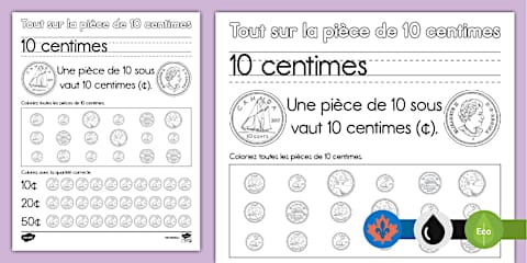 All About the Quarter Canadian Money Worksheet French