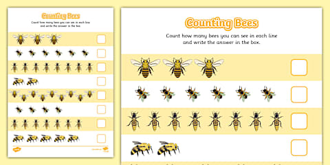 Bees-Themed Count and Tally Activity Sheet