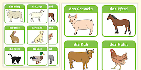 Farm Animals - German Word Cards