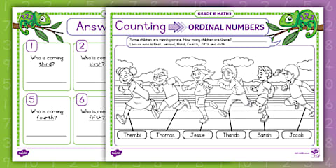 Ordinal Numbers 1-10 Labeling Cut and Paste Worksheet