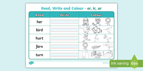 ir, ur, er Sound Sort Activity Sheet